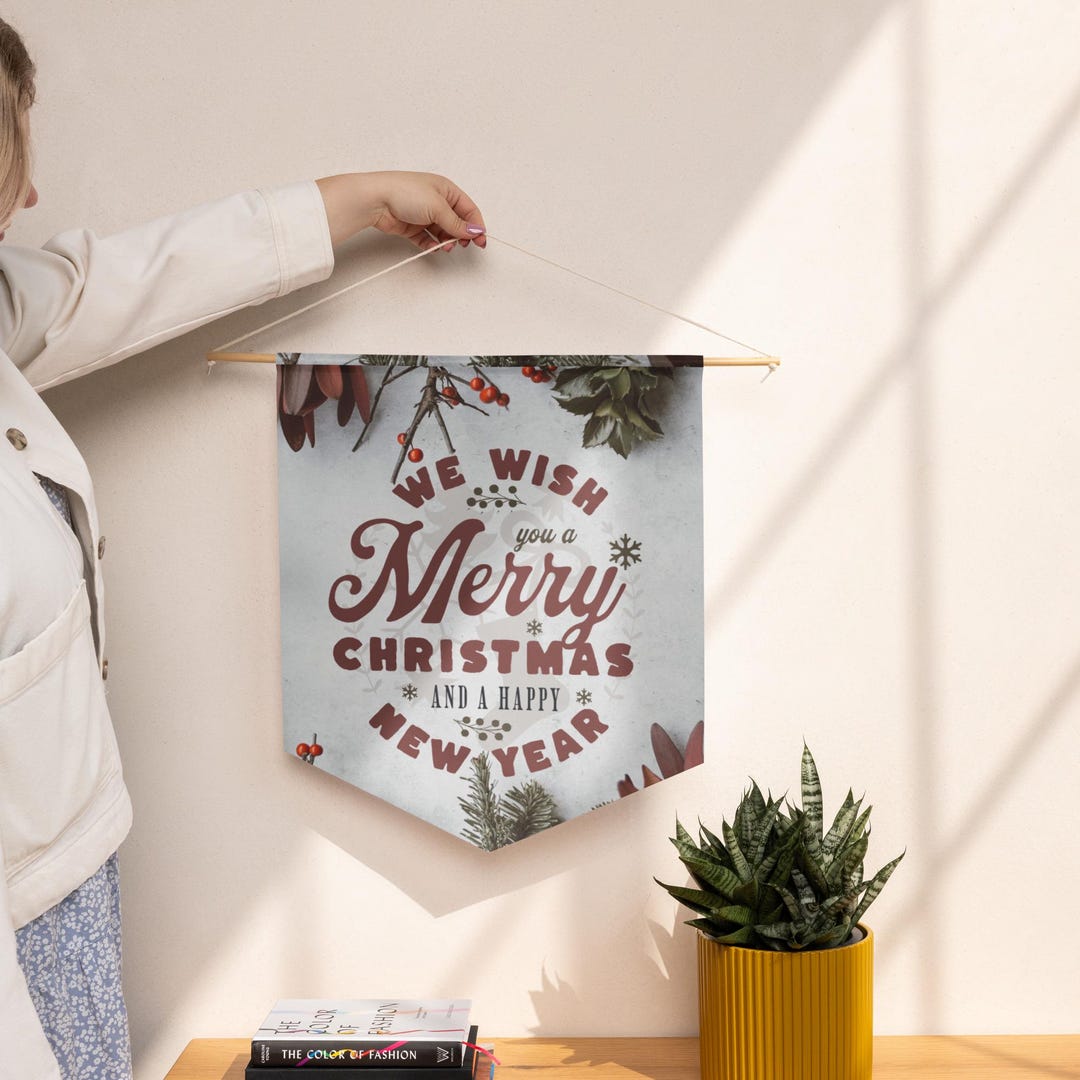 Merry Christmas Pennant Banner - Etsy