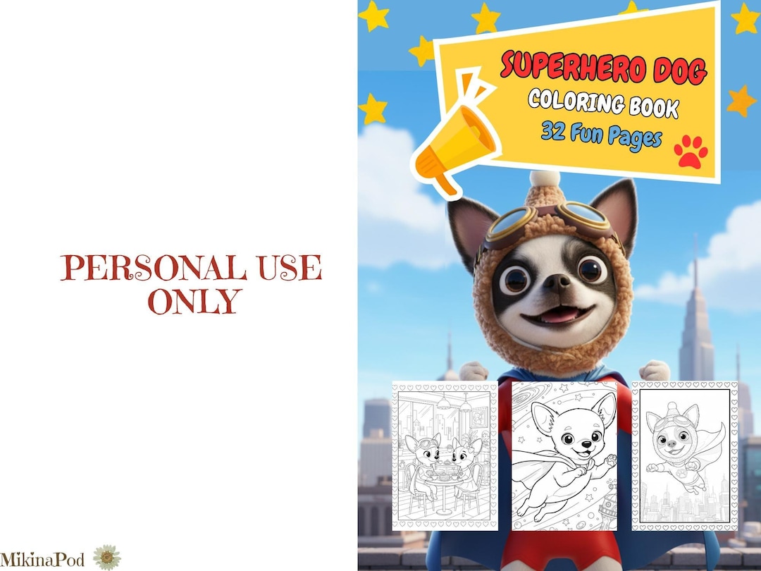 Superhero Dog Coloring Pages for Kids,printable Puppy Coloring Book Pdf ...