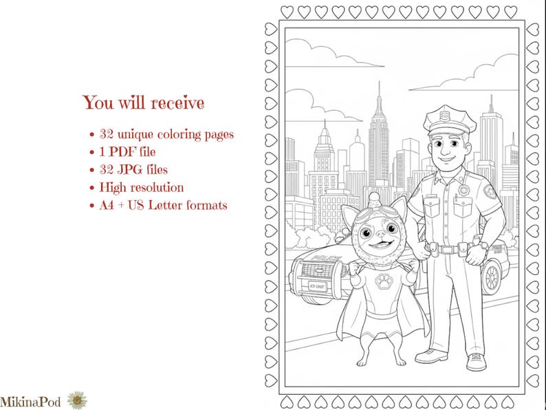 Superhero Dog Coloring Pages for Kids,printable Puppy Coloring Book Pdf ...