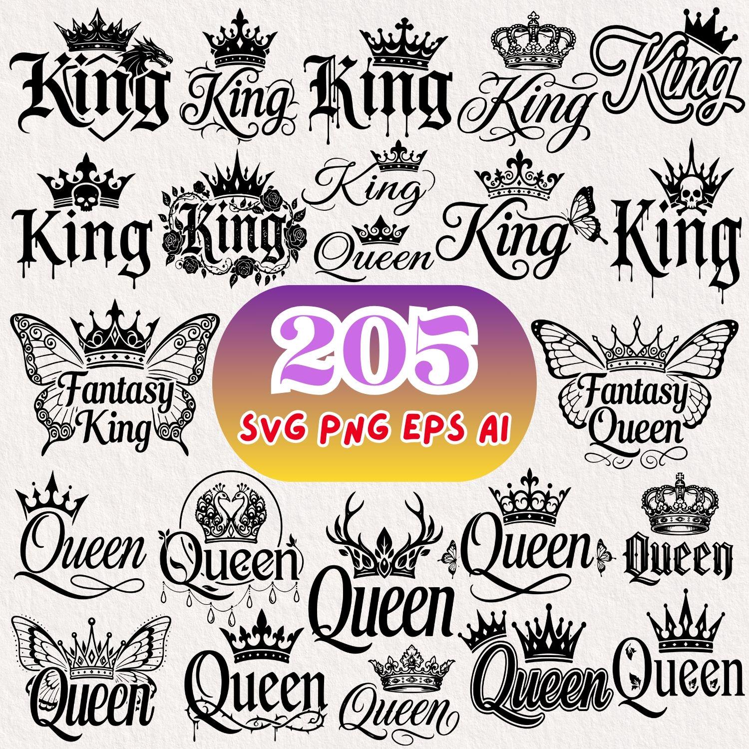 205 King Queen SVG Bundle Crown Fantasy Royal Designs - Etsy