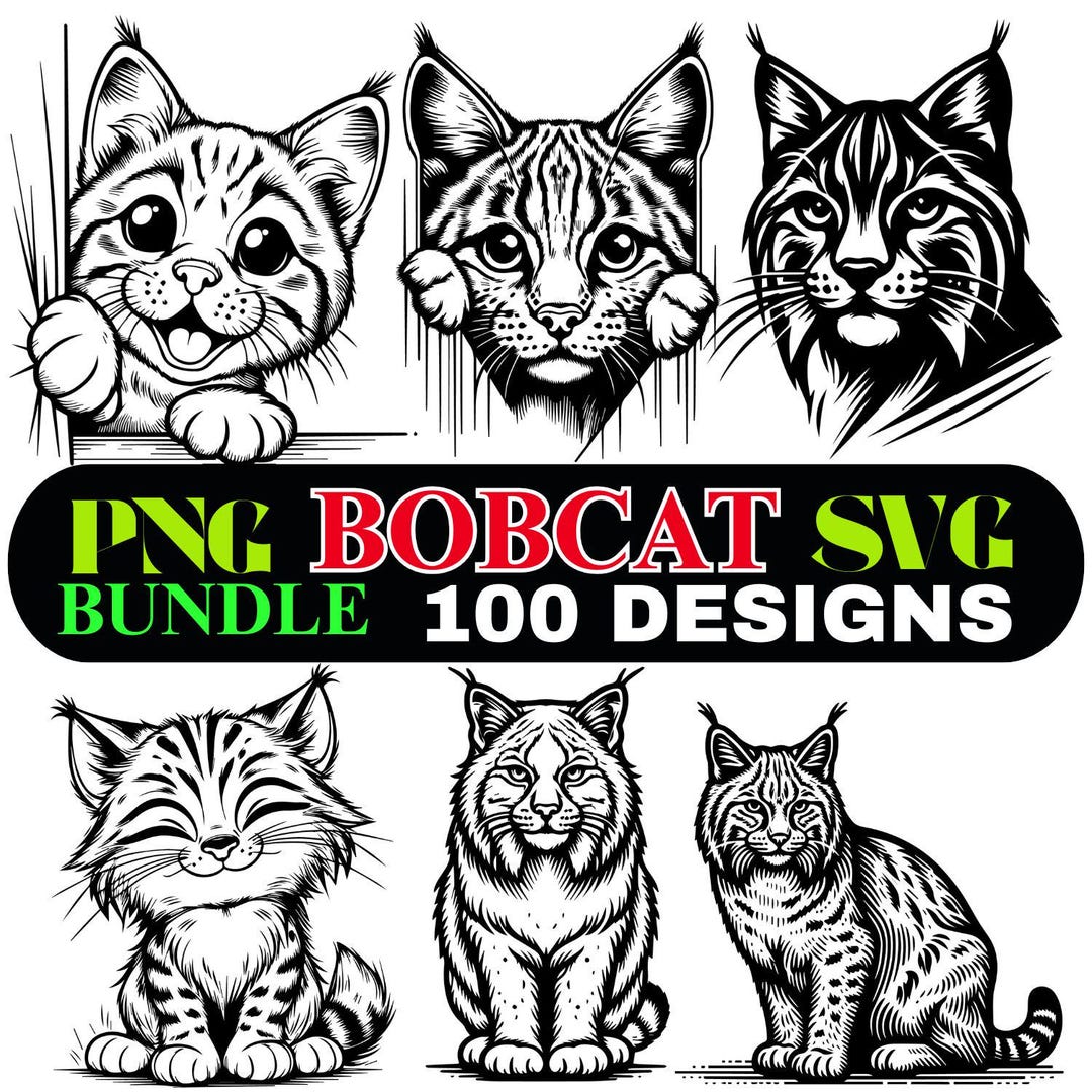 Bobcat SVG PNG Bundle | 100 Wild Cat Designs (digital Download) - Etsy