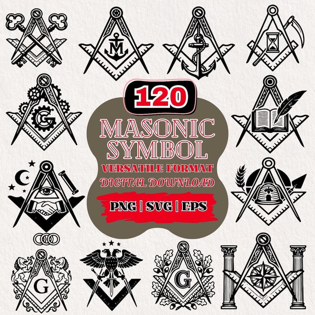 Masonic Symbol Bundle SVG PNG EPS | Freemason Square Compass Icons ...