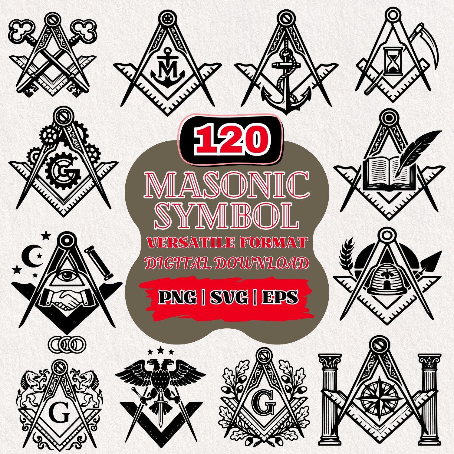 Masonic Symbol Bundle SVG PNG EPS | Freemason Square Compass Icons ...