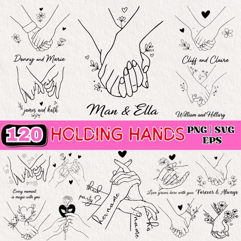 Holding Hands Line Art - Etsy
