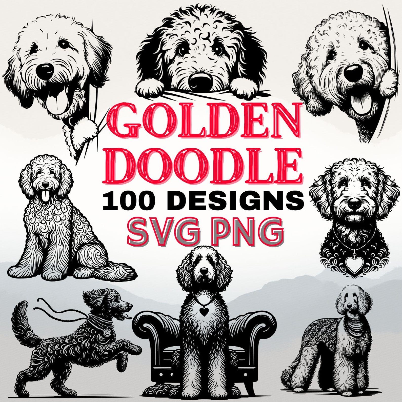 Goldendoodle Doodle Dog SVG PNG Bundle | 100+ Designs (digital Download ...