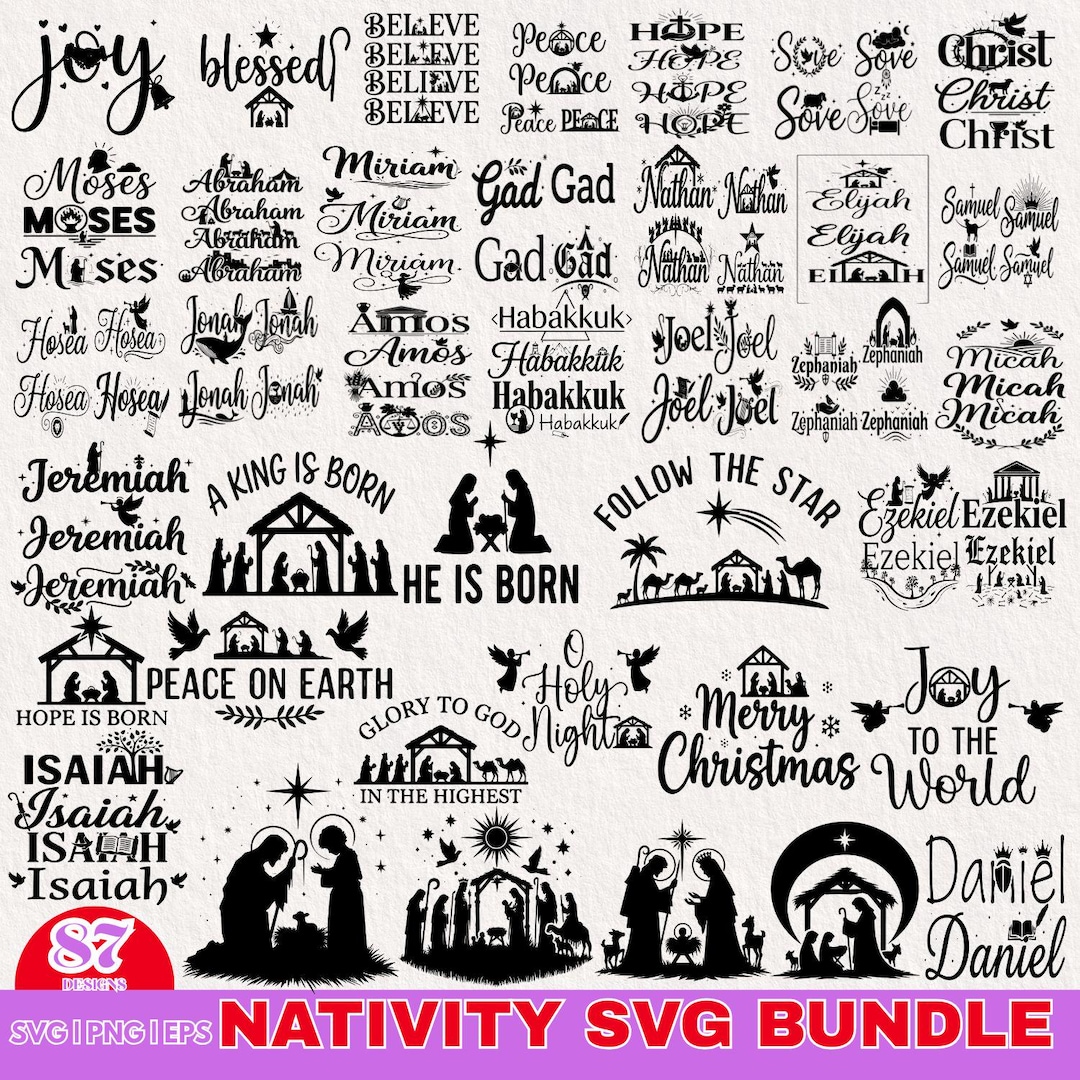 Nativity SVG Bundle Christmas Christian Designs Baby Jesus Silhouettes ...