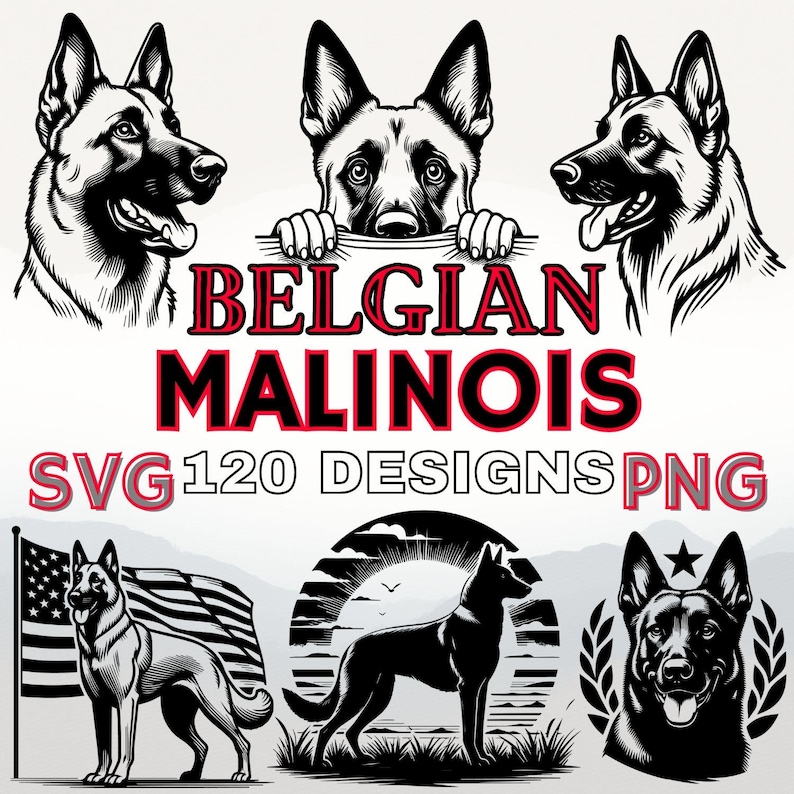 Belgian Malinois SVG Bundle | 120 Dog Vector Graphics (PNG) - Etsy