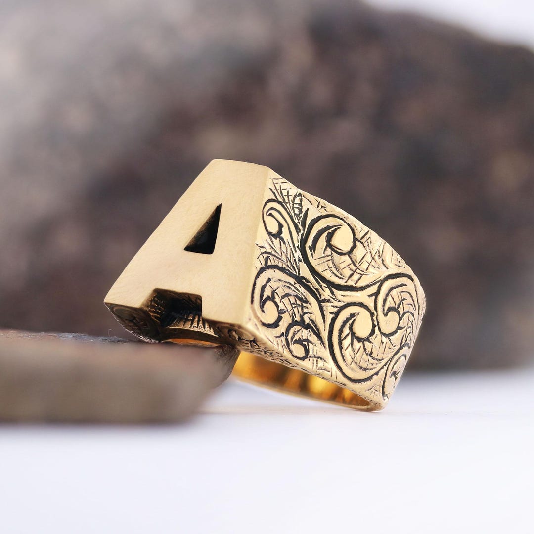 A Initial Ring - A Letter Ring - Alphabet A Ring - Custom Ring ...