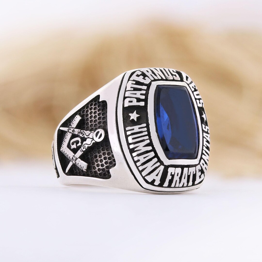 Custom Freemason Ring – Sterling Silver Stone Masonic Jewellery Gift ...