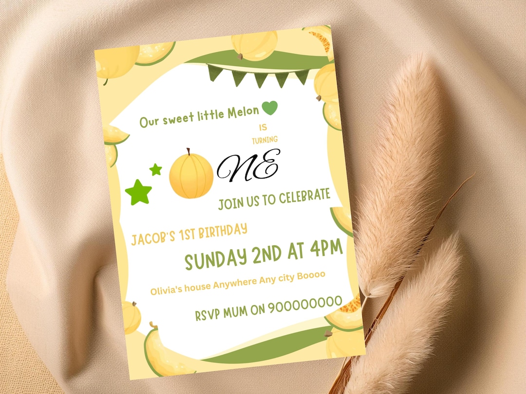 Melon 1st Birthday Card, Printable Fruit Party (digital Download) - Etsy