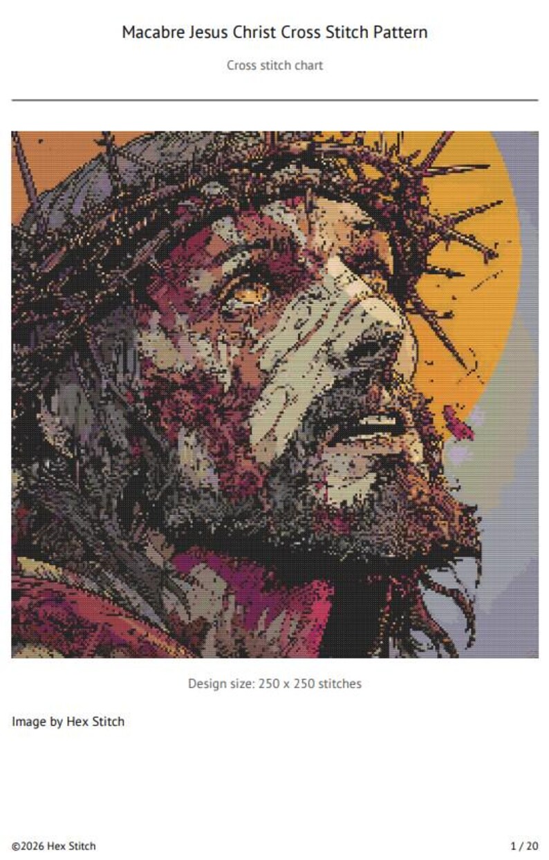 Macabre Jesus Christ Cross Stitch Pattern. Instant PDF Download. 62,500 ...