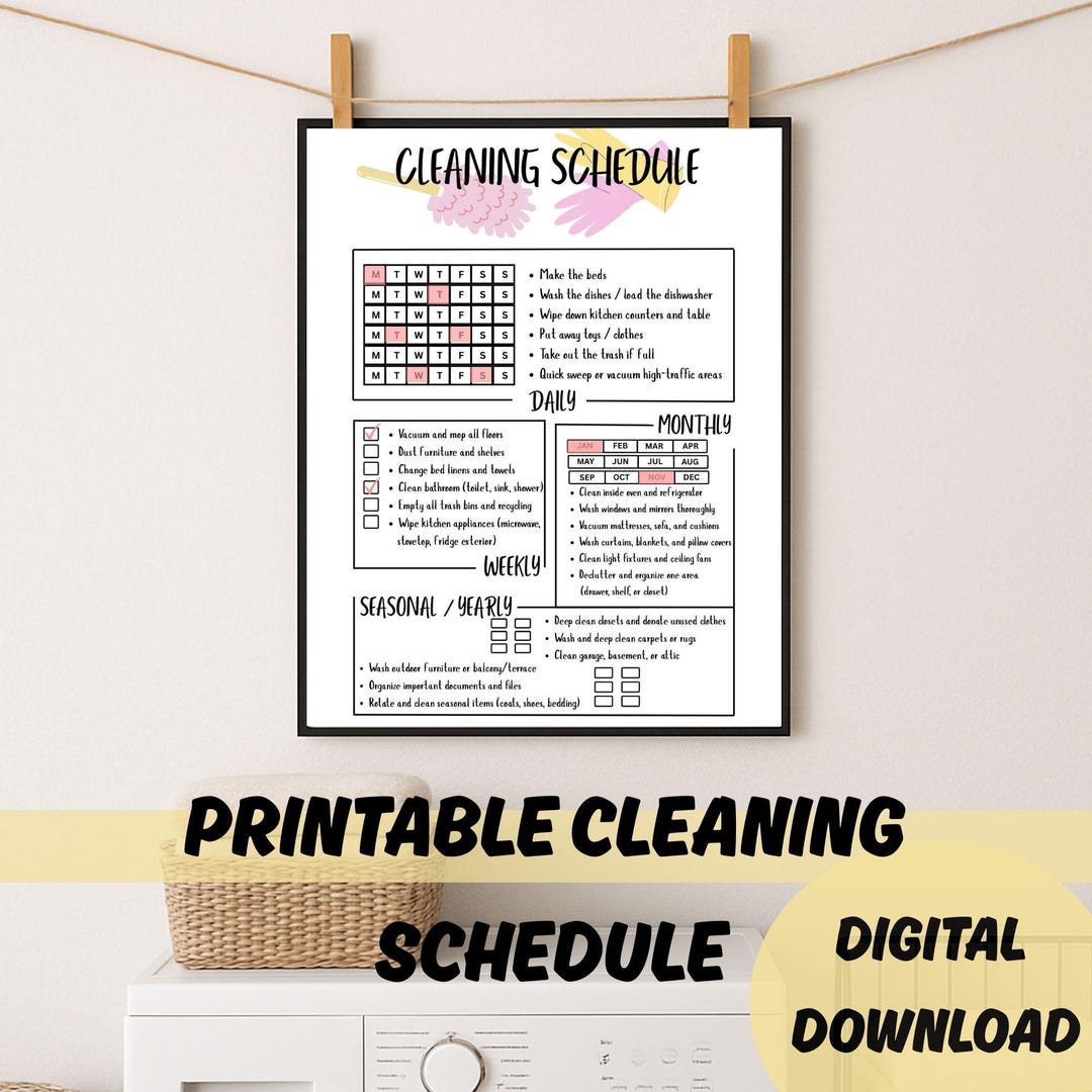 Minimalist Cleaning Schedule Printable: Modern A3/A4 PDF - Etsy