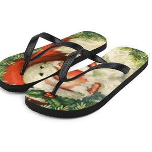 Vintage Santa Claus Christmas Wreath Holiday Retro Flip-flops Sandals ...