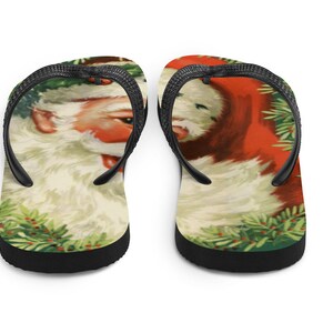 Vintage Santa Claus Christmas Wreath Holiday Retro Flip-flops Sandals ...