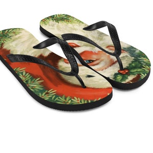 Vintage Santa Claus Christmas Wreath Holiday Retro Flip-flops Sandals ...