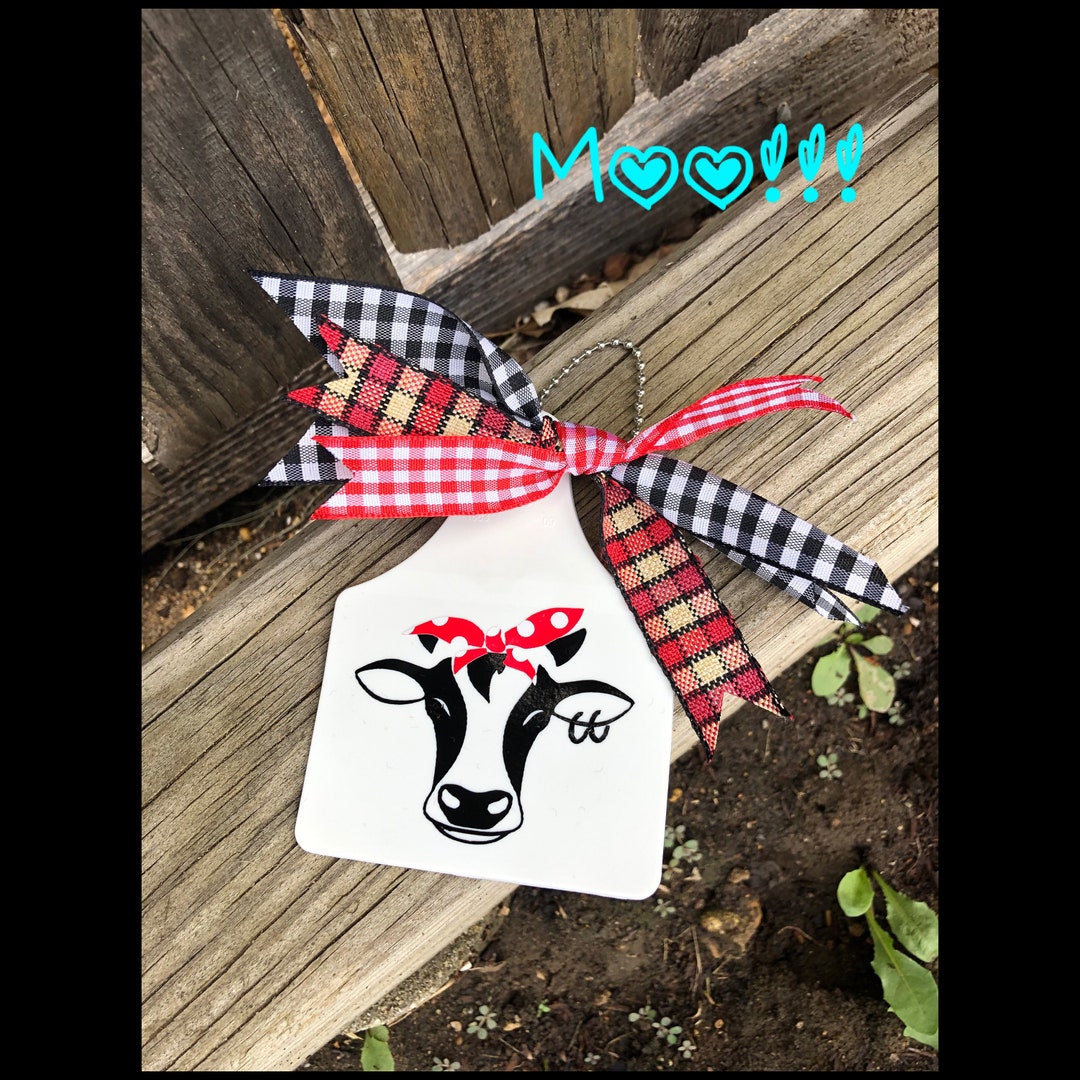 Cow Tag Key Chain - Cow Ear Tag - Ear Tag - Key Fob - Monogram Key ...