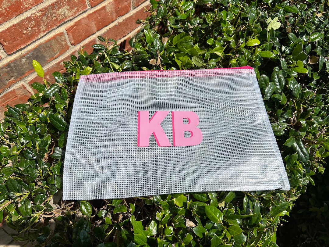 Personalized Mesh Zipper Pouch - Pool Bag - Waterproof Clear Travel ...