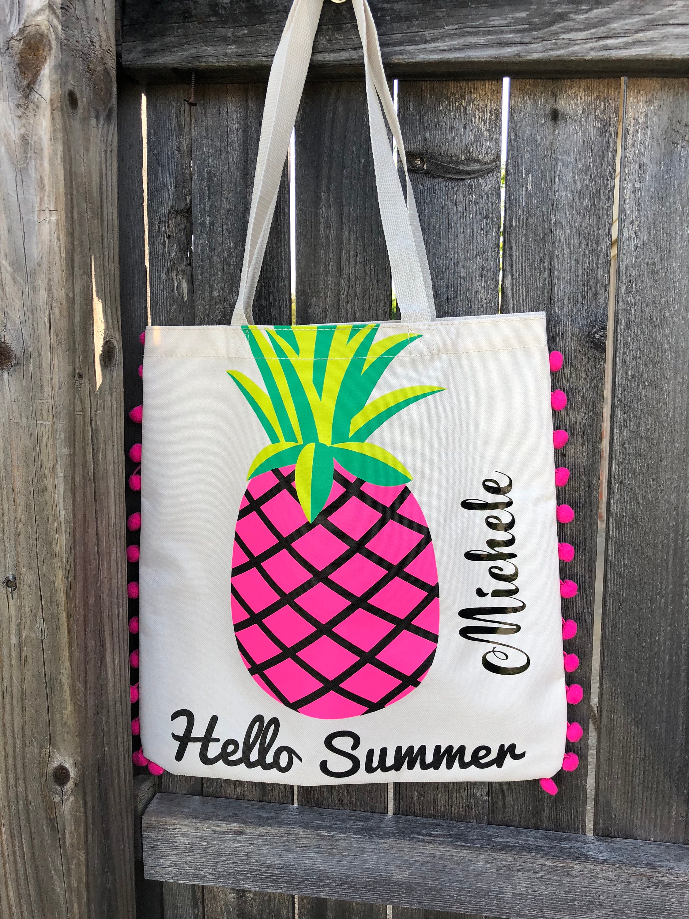 Personalized Summer Tote - Canvas Tote Bag - Cactus Tote - Pineapple ...