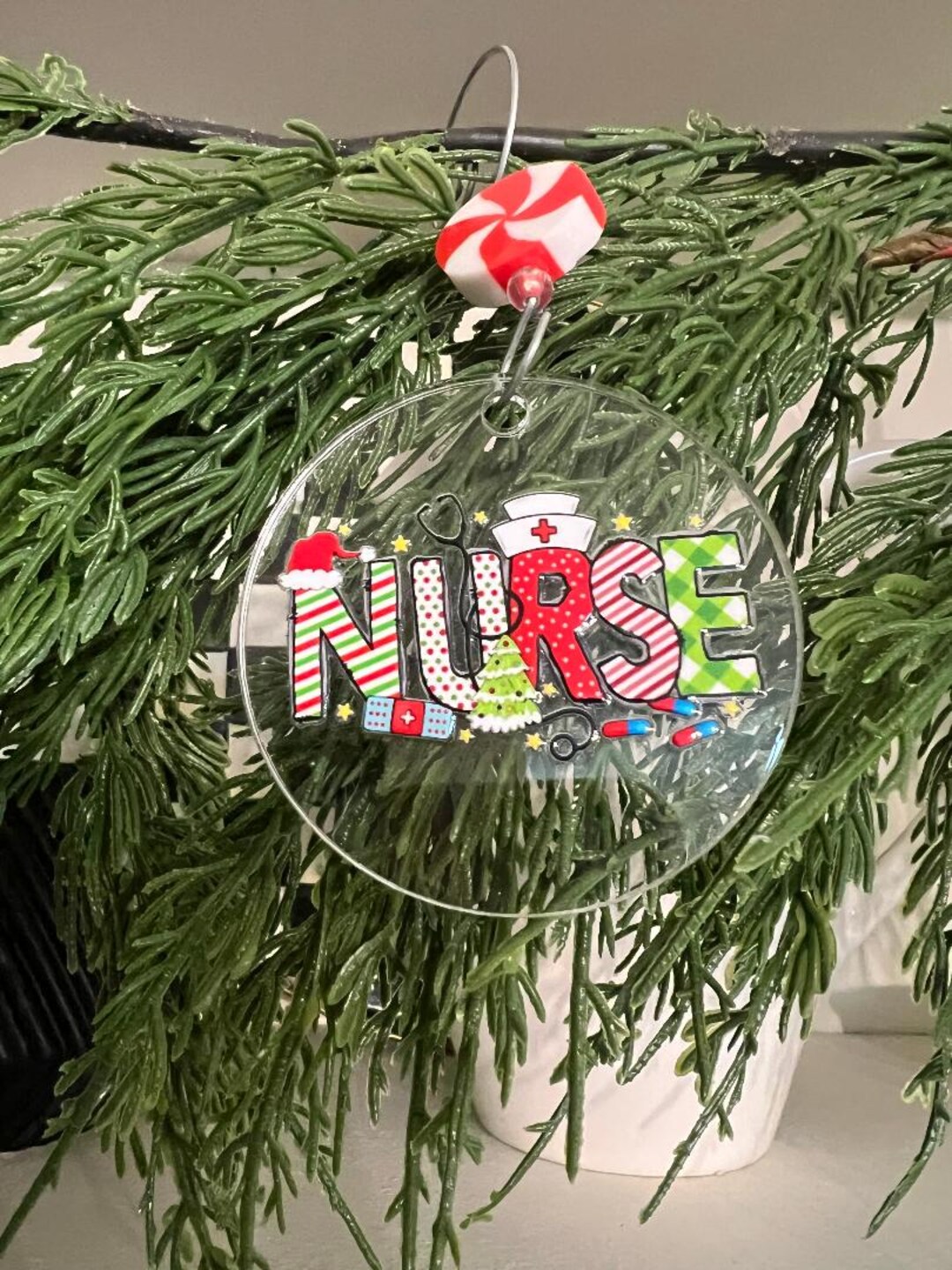 Nurse Christmas Ornament: Peppermint Hook, Healthcare Gift - Etsy