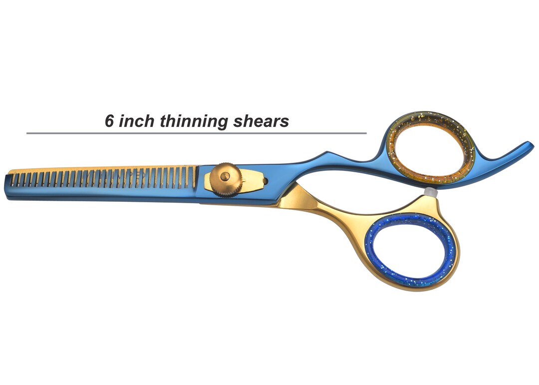 Gold & Blue Hair Thinning Shears, 6-inch Barber Scissors - Etsy