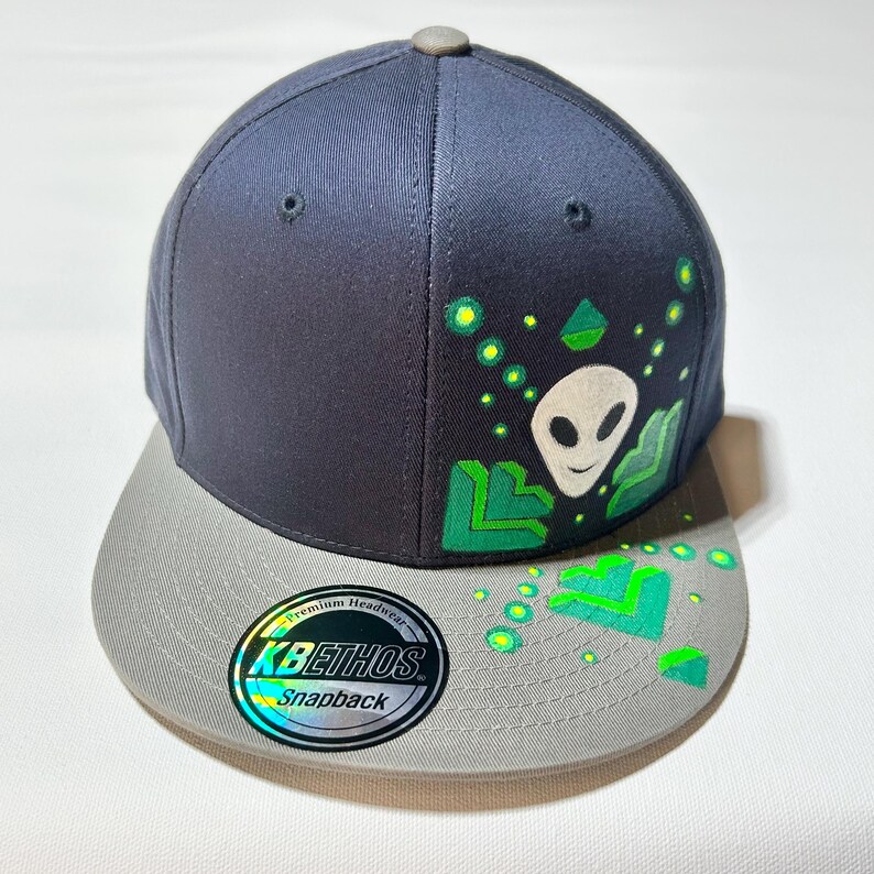 ALIEN Navy/grey Geometric Block Print Snapback Hat - Etsy