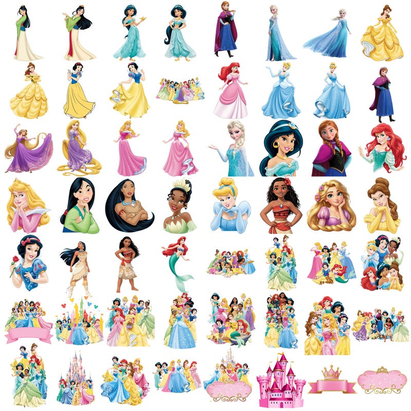 Princess Faces Clipart - Etsy