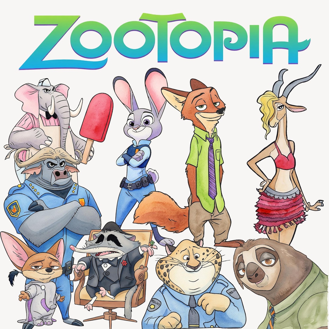 Zootopia PNG Cliparts Bundle, Zootopia PNG Cartoon Sublimation Clipart ...