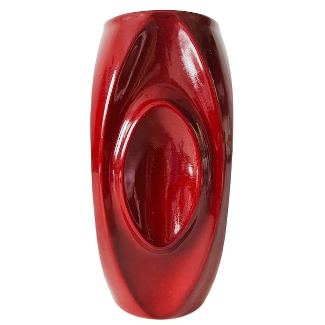 Vintage Vase Cherry Red Ceramic Art Deco Style 1950s Christmas - Etsy