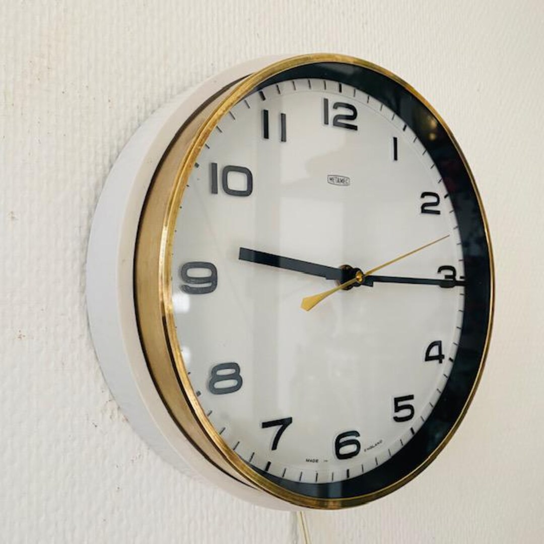 Retro Midcentury Metamec Wall Clock White Gold - Etsy