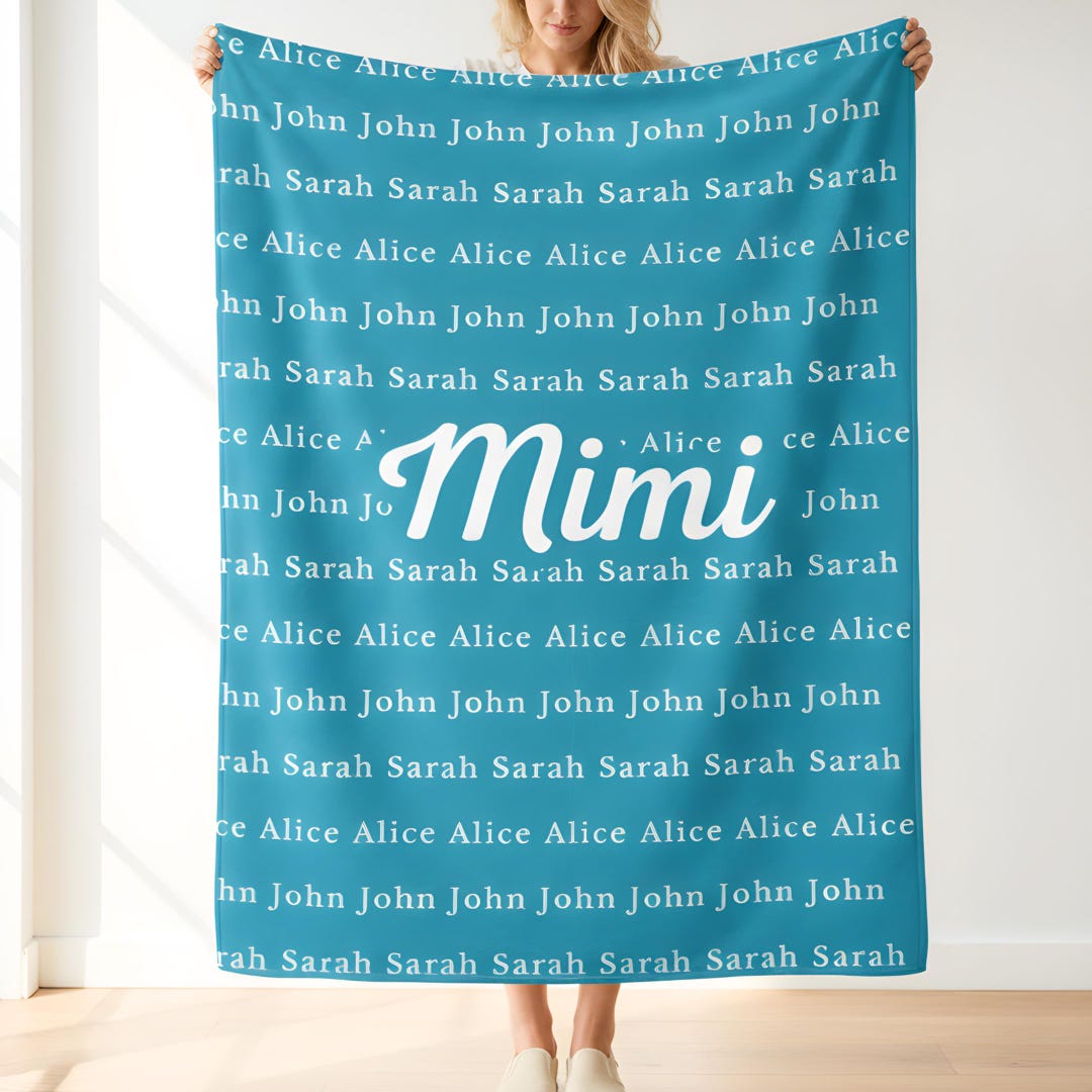 Custom Mimi Name Blanket With Grandkids Names | Plush Family Throw ...