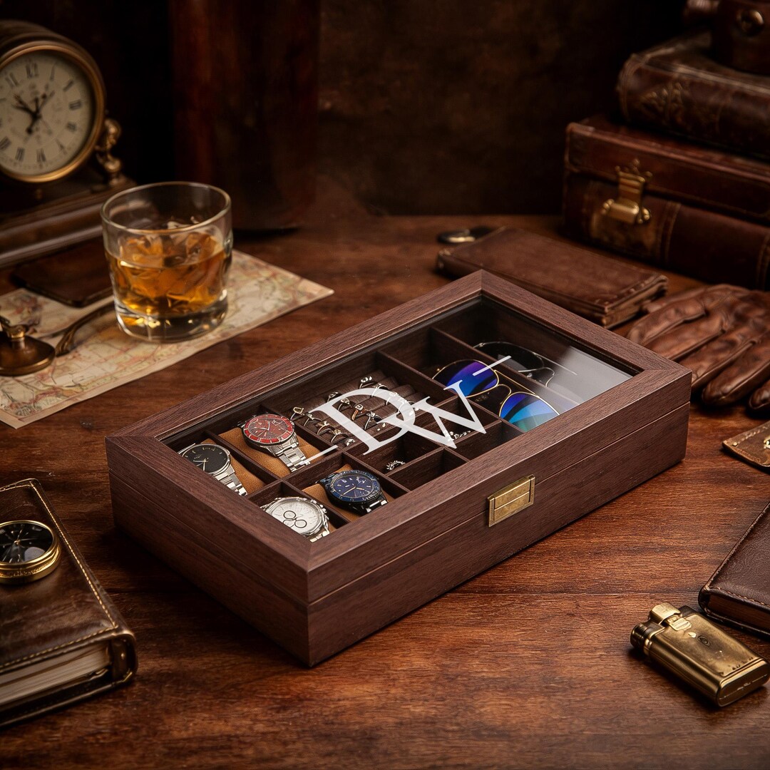 Personalized Watch Box, Custom Engraved Grain Leather Watch Case, Men ...