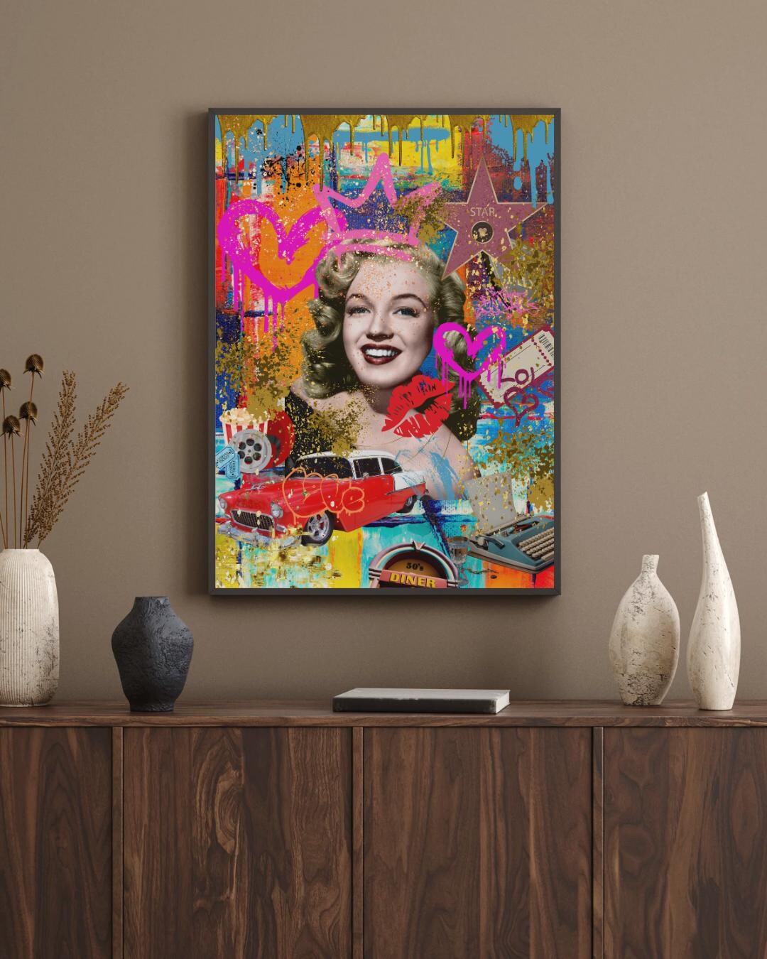 Marilyn Graffiti Art Print – Retro Hollywood Glam Collage (digital ...