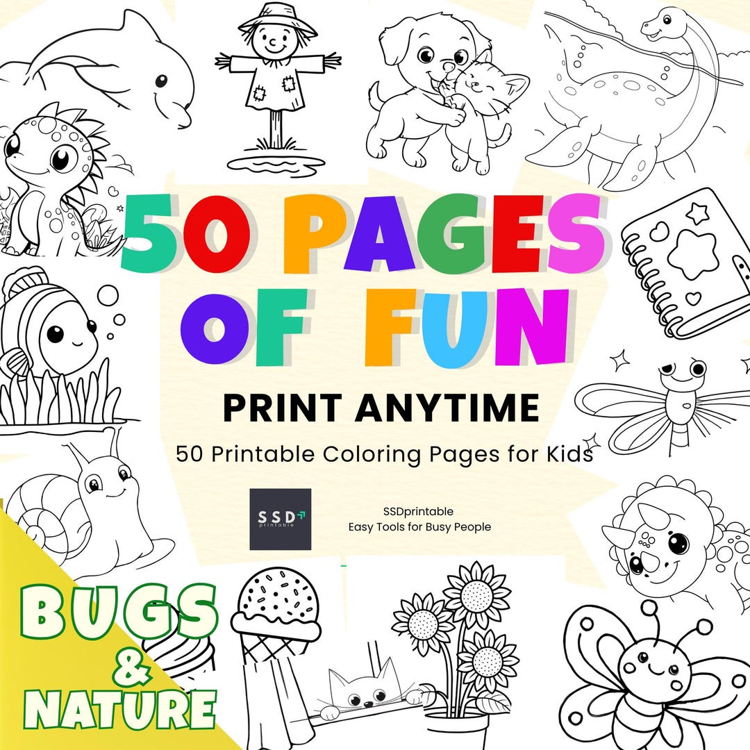 50 Bugs and Nature Theme to Color & Learn | Printable Coloring Pages ...