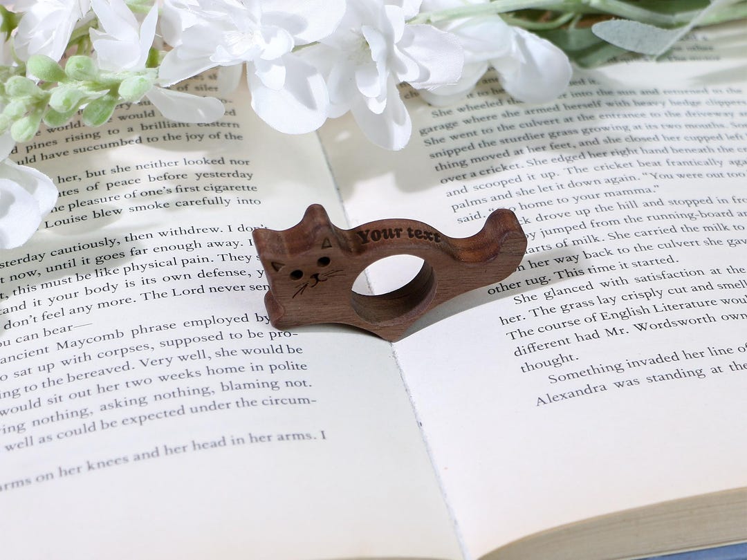 Personalized Thumb Book Holder - Engraved Wooden Page Keeper for ...