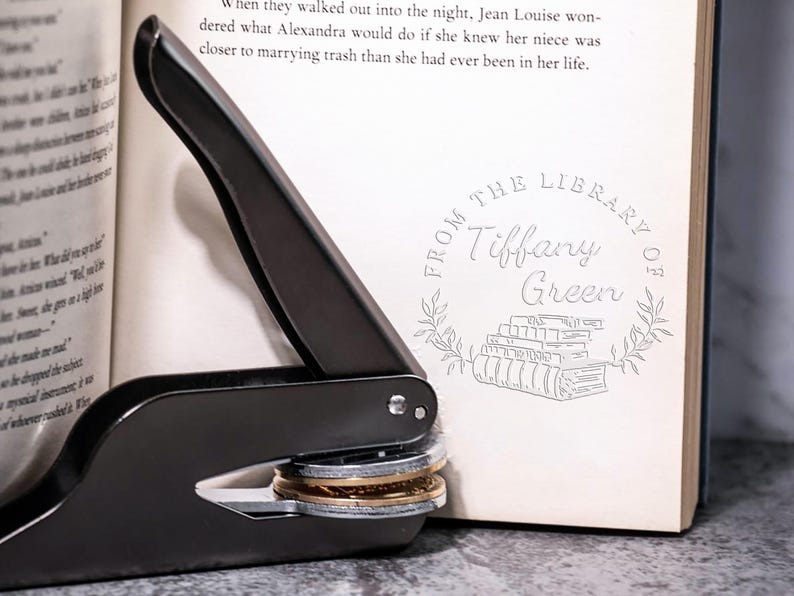 Custom Embosser Stamp, Personalized Library Seal, Book Lover Gift ...