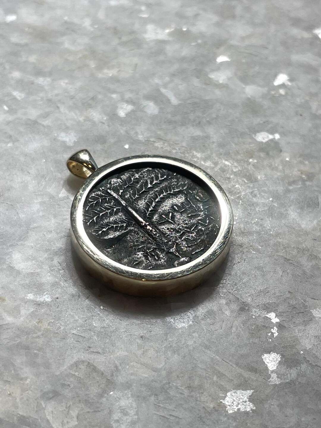 Authentic 14K Gold Bar Kokhba Coin Pendant, 14K Gold, Coin Jewelry ...