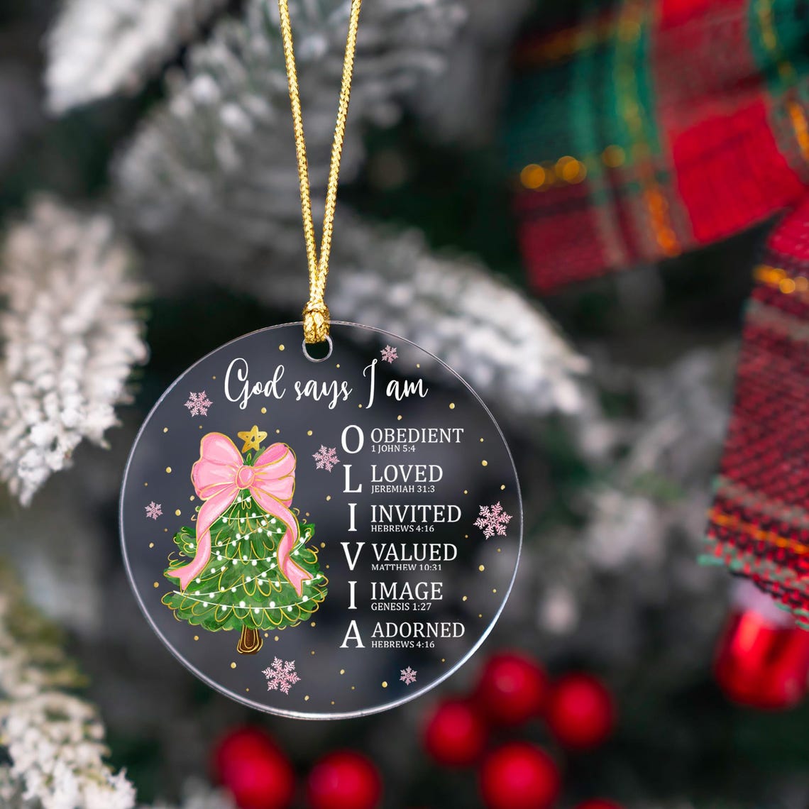 Personalized God Says I Am Name Letter in Bible Verse Acrylic Ornament ...