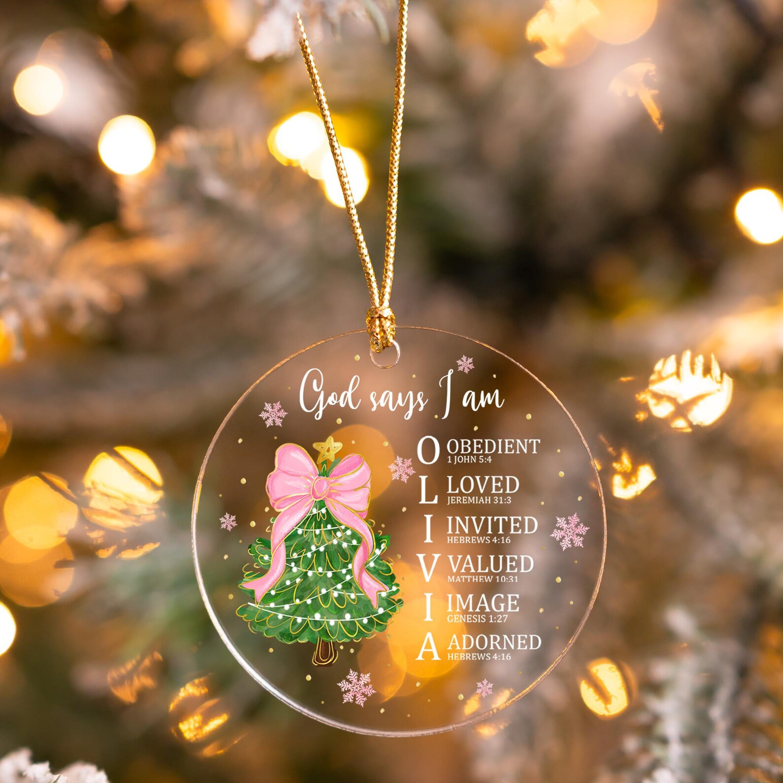 Personalized God Says I Am Name Letter in Bible Verse Acrylic Ornament ...