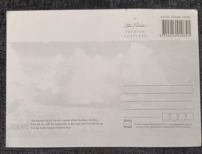 The Image Shows a Vintage Postcard of Darwin, Northern Territory. - Etsy