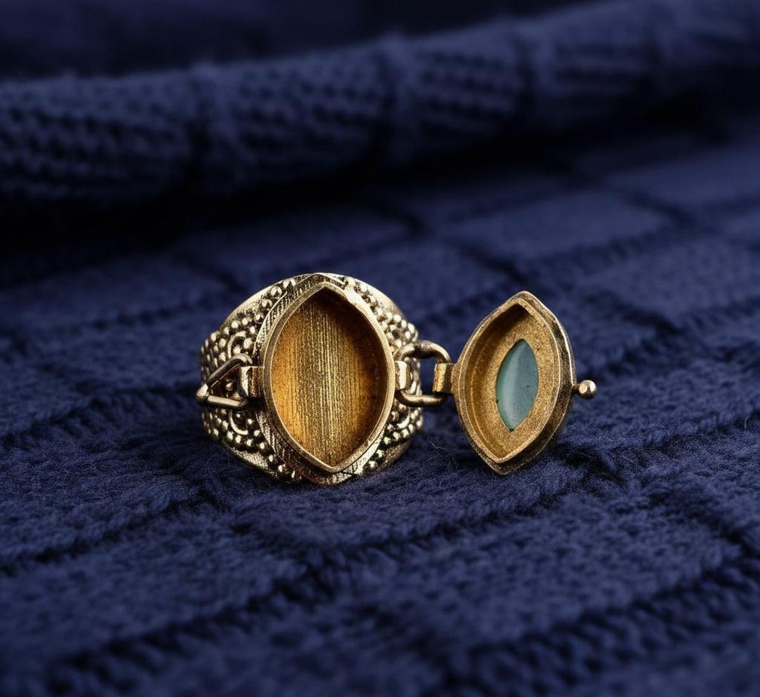 Vintage Poison Ring , Secret Locket Rings for Women, Hidden Compartment ...