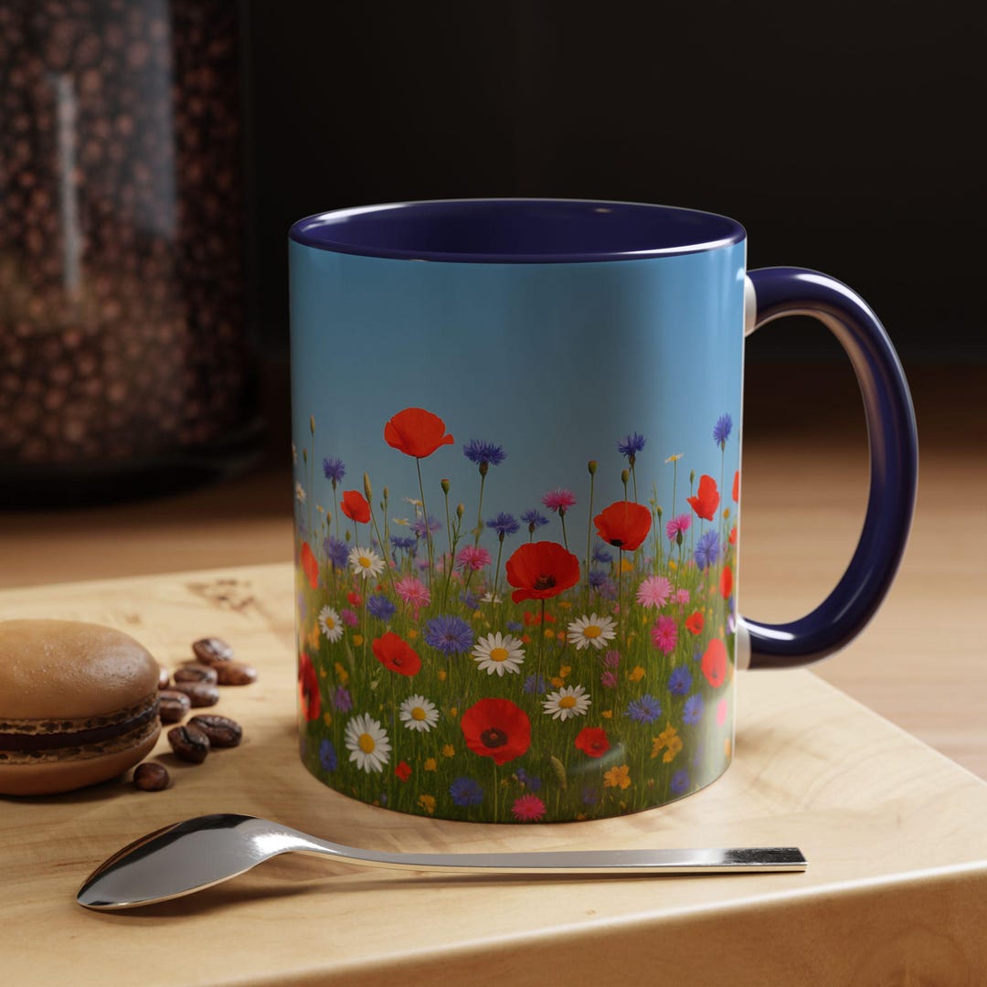 Spring Floral Accent Coffee Mug - Colorful Flower Design, Nature Lover ...