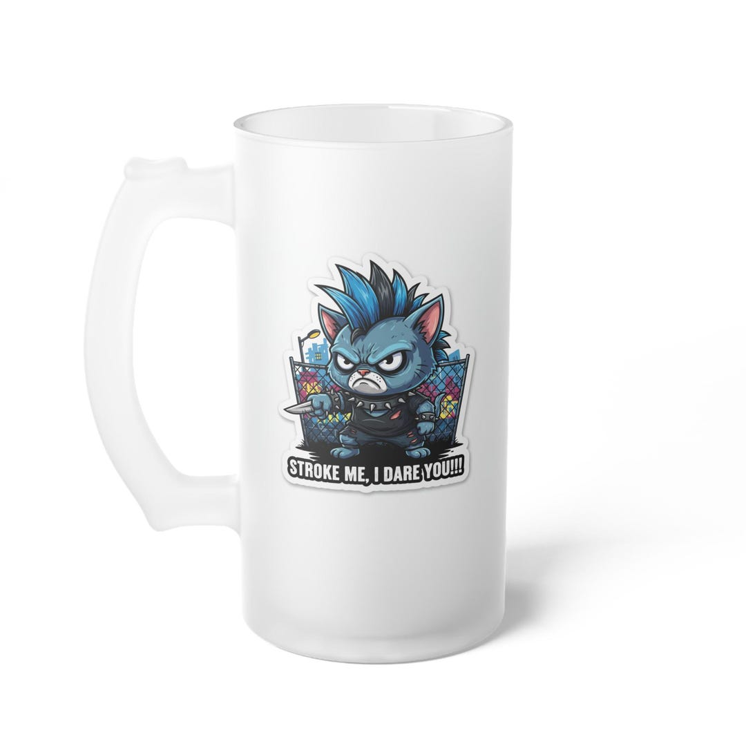 Grumpy Cat Frosted Glass Beer Mug: Whimsical Design, Gift for Beer ...