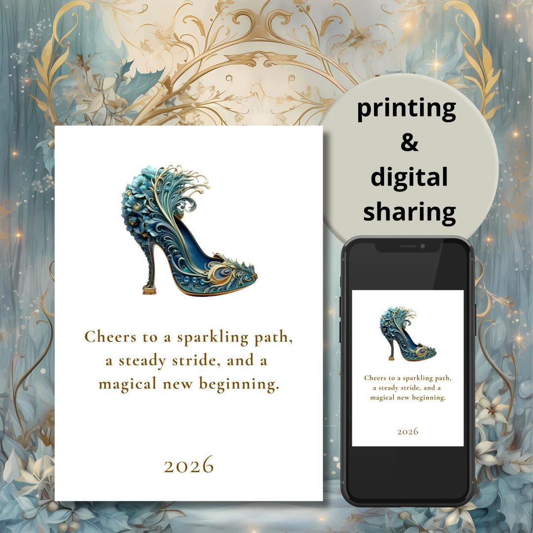 Victorian Style New Beginning Printable Card, Vintage Elegant Stiletto ...