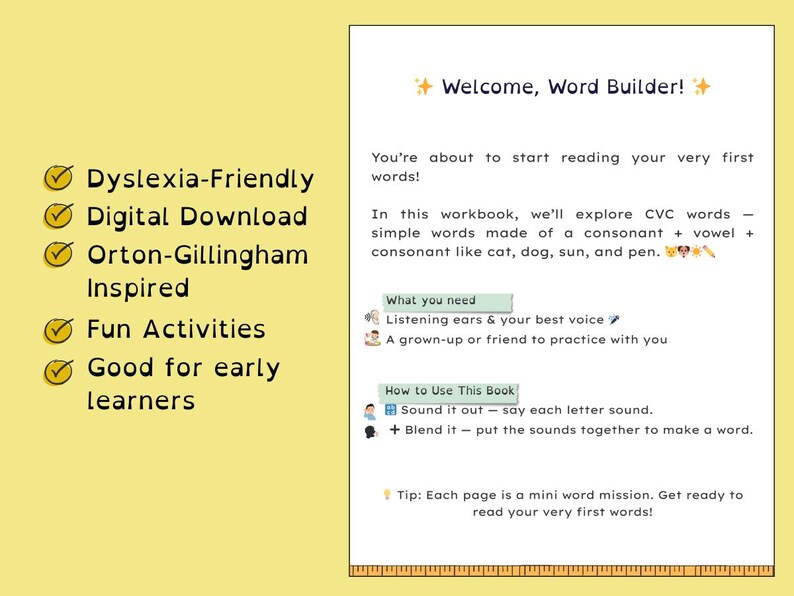 Dyslexia-friendly CVC Words Worksheet, Orton-gillingham Inspired ...