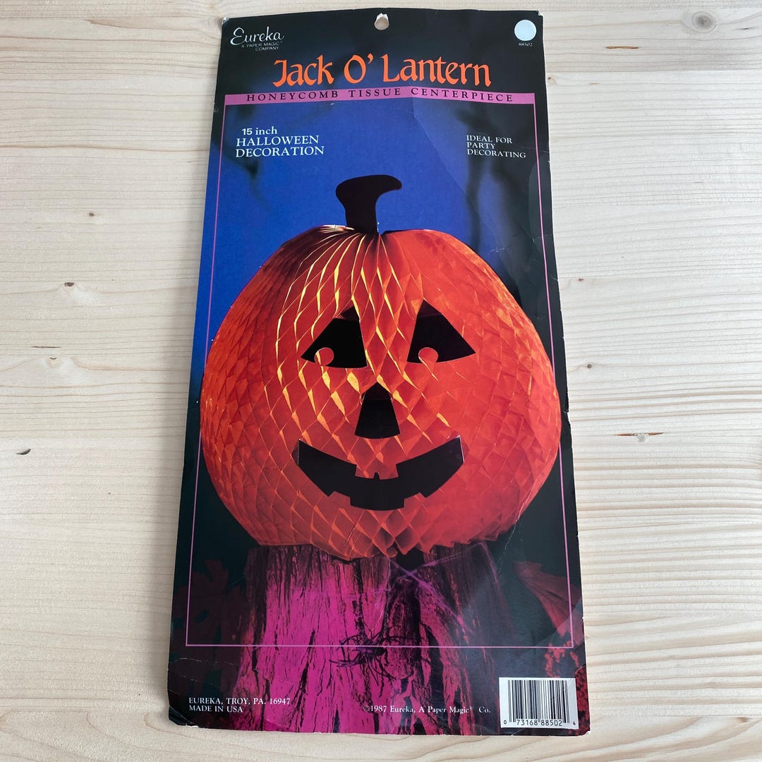 Vintage 1987 Eureka Halloween Jack O Lantern Honeycomb 15" Table ...