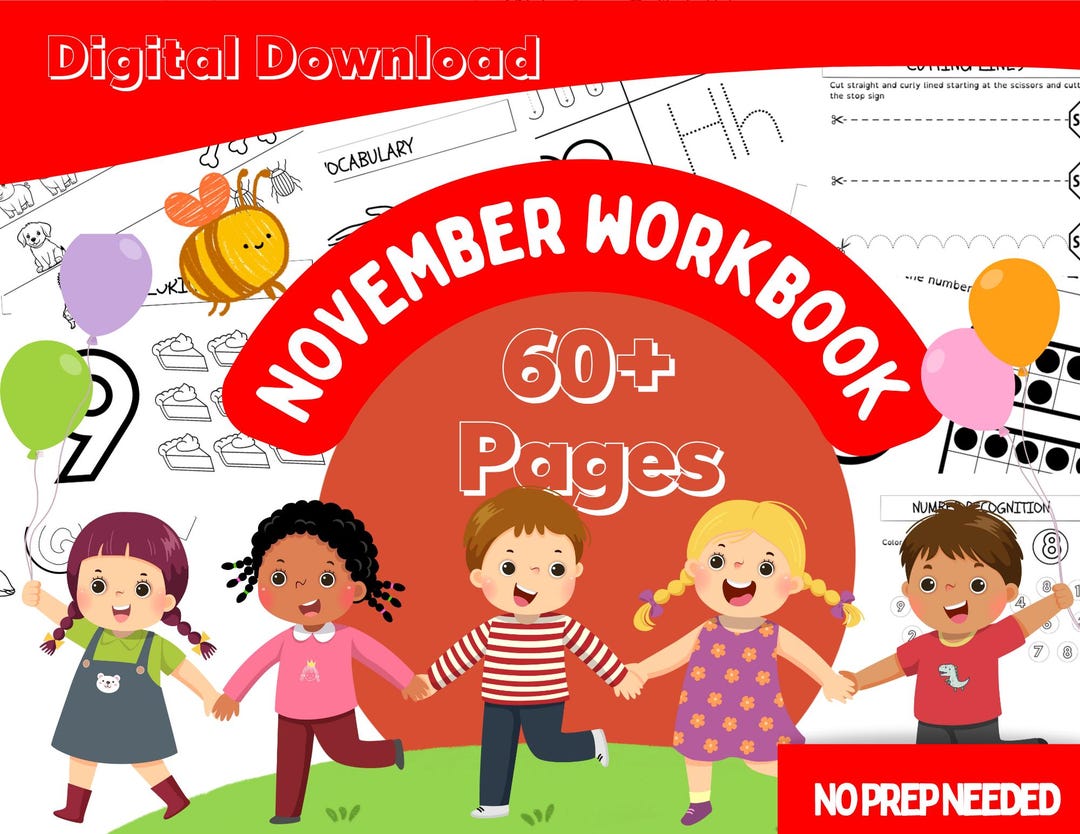 November Preschool Activity Workbook: Ages 3-5, Homeschool Curriculum ...