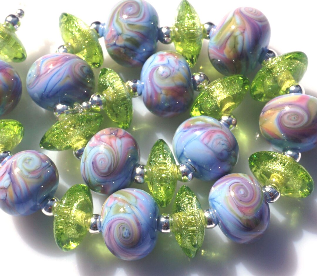 Friskey Handmade Lampwork Beads, Precious Periwinkle Bead Set - Etsy