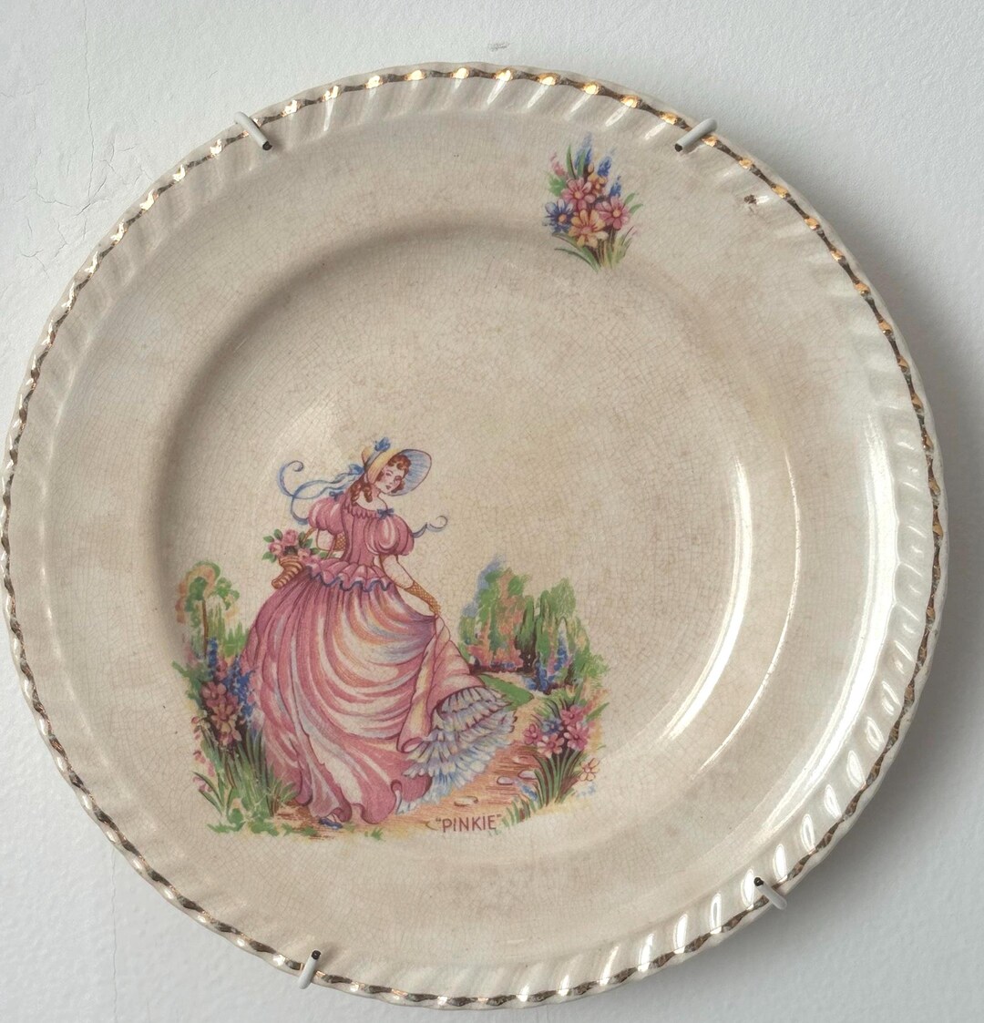 Antique Pinkie Portrait Plate | Made in England Tunstall Pottery - Etsy