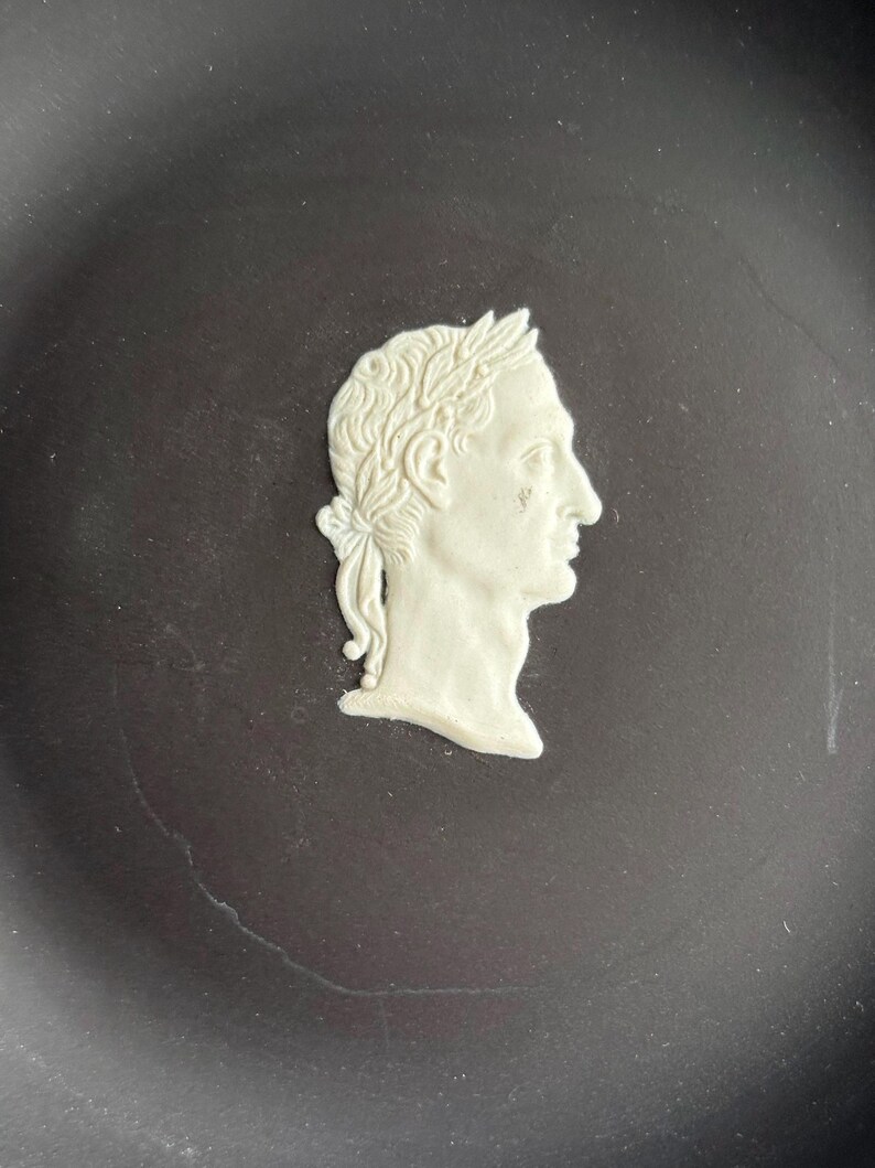 Vintage Wedgwood Black Basalt Jasperware Roman Cameo Plate - White ...
