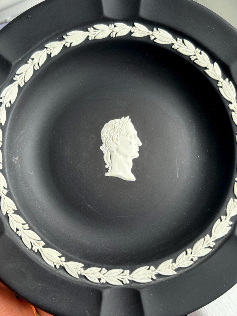 Vintage Wedgwood Black Basalt Jasperware Roman Cameo Plate - White ...